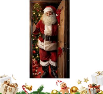 Generic Weihnachtliche Abdeckung Für Die Haustür | Festlicher Hintergrund | Weihnachtsfest Haustür Abdeckung | Für Französische Fenster Erkerfenster Eingangsb