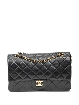Chanel sac port&eacute; &eacute;paule Double Flap 26 (1989-1991) - Noir