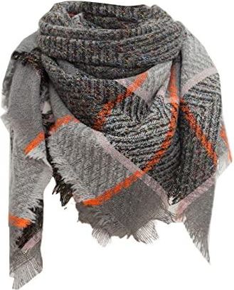 Generic &Eacute;charpe dautomne et dhiver pour femme - &Eacute;l&eacute;gante &eacute;charpe en coton doux et chaud - &Eacute;charpe longue en cachemire - Accessoire dhiver, gris, taille unique