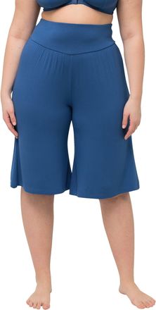 Ulla Popken Damen Bermuda, Weites, Gerades Bein, Elastikbund 818539 Hose, Blau, 40W / 32L EU