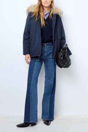 Gerard Darel Parka &agrave; capuche en fourrure - LEONORE - Marine