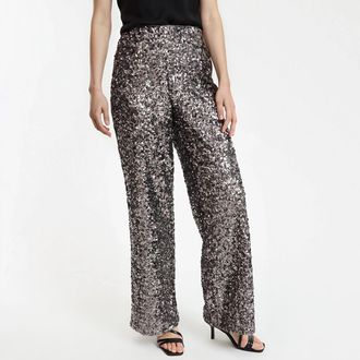 La Redoute Collections Pantalon Flare À Sequins Taille Haute