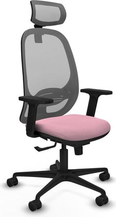 Piqueras y Crespo B&uuml;rodrehstuhl mit 2D-Armlehnen, h&ouml;henverstellbare Lendenwirbelst&uuml;tze und h&ouml;henverstellbares Kopfteil, Grau/Rosa