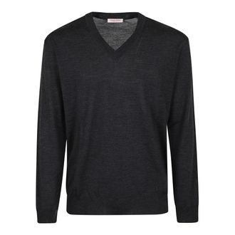 Valentino Garavani Homme, Pulls, Gris, Taille: S Pull en laine à col en V
