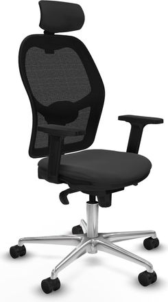 Piqueras y Crespo Telearbeitsstuhl mit 2D-Armen, h&ouml;henverstellbarer Lendenwirbelst&uuml;tze und h&ouml;henverstellbarem Kopfteil und Neigungsverstellung. Ausgestattet mit 5 Posit