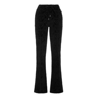 Philipp Plein Flared Jogginghose Jacquard-Monogramm - - Trousers - Damen - Schwarzk - XL