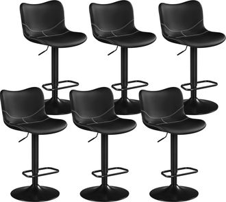 Yaheetech Barhocker 6er Set h&ouml;henverstellbare Barst&uuml;hle mit R&uuml;ckenlehne und Fu&szlig;st&uuml;tze 360&deg; Drehstuhl aus Kunstleder Metall K&uuml;chenst&uuml;hle f&uuml;r Salon/Bar/K&uuml;che/Essz