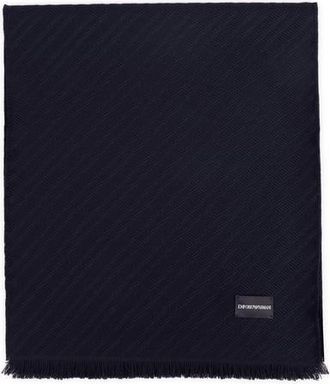 Emporio Armani Echarpe ray&eacute; &agrave; bord effiloch&eacute; en laine