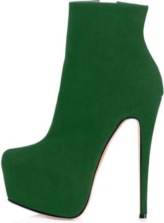 EDEFS Bottes Cheville Femme à Plateforme Talon Haut Bout Rond avec Fermeture Éclair Talons 15 cm Chaleureuses Chaussures de Fête Hiver Casual pour Mariage T