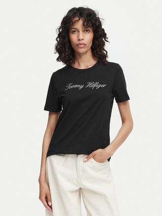 Tommy Hilfiger T-Shirt Script WW0WW43459 Schwarz Regular Fit