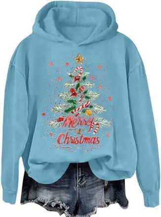 Generic Sweat à capuche de Noël confortable pour femme - Imprimé dHalloween décontracté - Pour les loisirs - Pour les fêtes, les cadeaux de Noël quotidiens, b