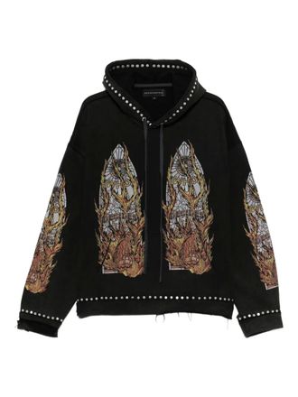 Who Decides War by Ev Bravado hoodie imprim&eacute; graphique avec d&eacute;tail de clous - Noir