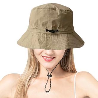 Generico Chapeau de soleil pour pêche - Chapeau de soleil pliable pour plage, couvre-chef unisexe UV séchage rapide pour activités dété, kaki foncé, Taille Uni