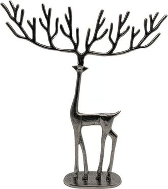 LAMBERT Rudi Rentier Weihnachtsdeko, Silber Antik, H 43 cm