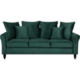Beliani Beliani - Canap&eacute; Fixe 3 Places en Velours Vert au Design Glamour Tendance