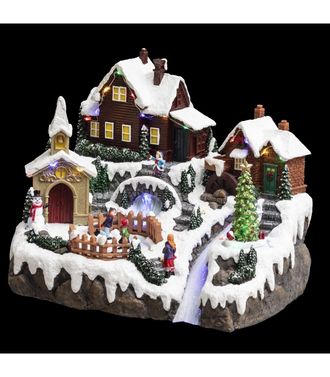 Fééric Lights & Christmas Weihnachtsdorf, gefrorener See, animiert/musikalisch, 28 LEDs + Trafo