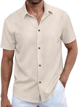 Generic Chemise &agrave; carreaux &agrave; manches courtes pour homme - Col &agrave; revers boutonn&eacute;e - Style d&eacute;contract&eacute; - Coupe d&eacute;contract&eacute;e - Grande taille - Confortable - V&ecirc;te