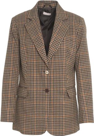 Liu Jo Femme, Vestes, Brun, Taille: 40 FR Blazer Beige à Carreaux Élégant Style Classique