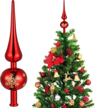 Cabilock Weihnachtsbaum-Dekoration Vintage-Kunststoff Kugelförmige Baumspitzen Glänzend Metallisch Christbaumschmuck
