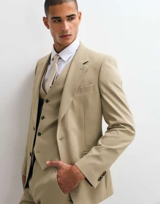 Asos Skinny-Anzugblazer in Stone-Neutral