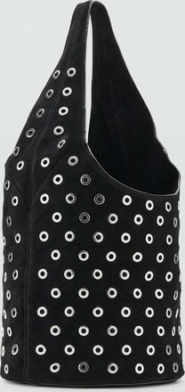 Mango Sac seau cuir aillets noir - Femme - Taille unique - MANGO