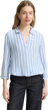 Tom Tailor Chemisier pour Femme, 35221 - Blanc cassé - Rayures Verticales Bleues, 40