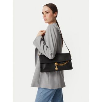 Tommy Hilfiger Handtasche Tommy Hilfiger Crest Leather Conv Shoulder Bag AW0AW19015 Schwarz
