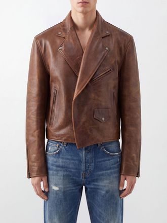 Maison Margiela Bikerjacke aus Kalbsleder von mit Rei&szlig;verschluss-B&uuml;ndchen