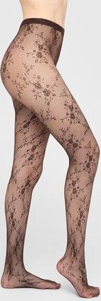 Calzedonia Strumpfhose Aus Blumenspitze Braun