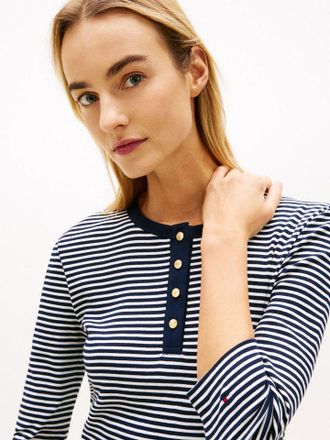 Tommy Hilfiger Langarmshirt GOLD BUTTON SLIM HENLEY 3/4