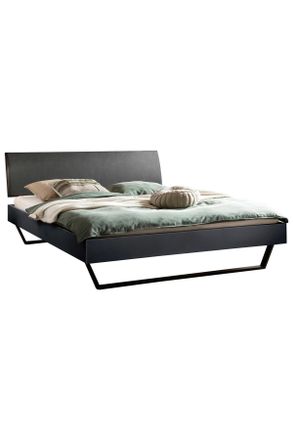 Hasena Bett, Anthrazit, Metall, 140x200 cm, Über- und Sondergrößen erhältlich, gepolstertes Kopfteil, in verschiedenen Holzdekoren Größen erhältlich, Schlafz