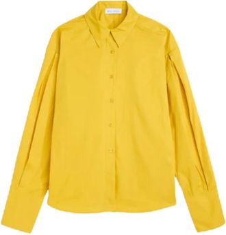 Weili Zheng Femme, Blouses et Chemises, Jaune, Taille: 38 FR Camicia basica in cotone soffietto nel fondo manica