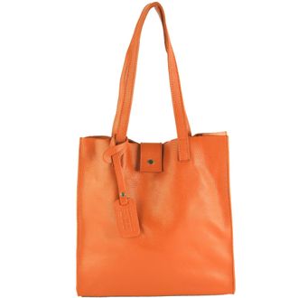 modamoda.de T247 - Ital. Leder Shopper mit herausnehmbarer Innentasche, Farbe:Orange