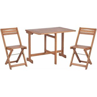 Beliani Bistro Set klappbar LENOLA Akazienholz Braun