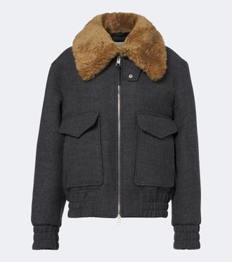 Ami Veste blouson en laine vierge et shearling