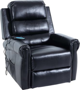 Mendler Fernsehsessel HWC-K63, Relaxsessel Sessel, Liegefunktion Aufstehhilfe Massage Heizfunktion, Kunstleder - schwarz