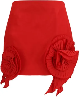 Blumarine Mini-jupe en cr&ecirc;pe avec appliqu&eacute; floral - Femme - Jupes - Rouge - Taille: 36 FR