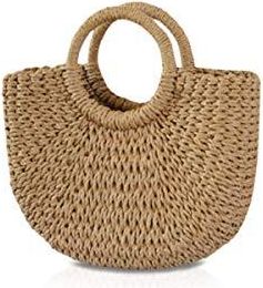 Nicole & Doris NICOLE&DORIS Sac &agrave; Main Nouvelle Femme &Eacute;t&eacute; Sac de Plage Poign&eacute;e Sac Rotin Sac de Paille Tiss&eacute; Sac &agrave; Main pour Dame Kaki