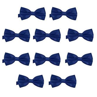 DonDon Lot de 10 Noeud papillon pour homme 12 x 6 cm avec crochet déjà lié et réglable, Bleu Foncé, Taille unique