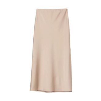 D.exterior Femme, Jupes, Beige, Taille: 38 FR Satin Midi Skirt