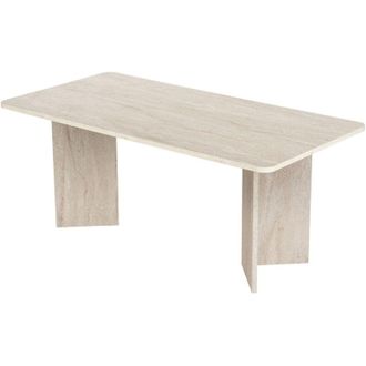 Habitat et Jardin Table &agrave; manger en bois Linza 180 x 90 x 75 cm - Travertin