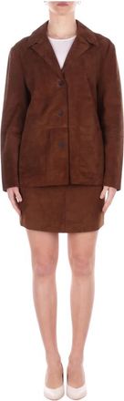 Alpha Studio Femme, Vestes, Brun, Taille: 38 FR Blazer en daim &agrave; poches plaqu&eacute;es