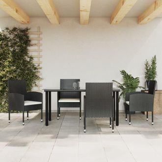 vidaXL 5-tlg. Garten-Essgruppe Schwarz Poly Rattan und Stahl - Vidaxl
