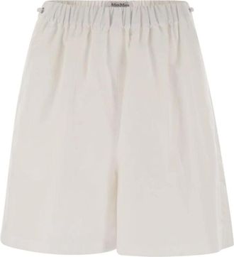 Max Mara Femme, Shorts, Blanc, Taille: 38 FR Pantalon Large en Popeline de Coton