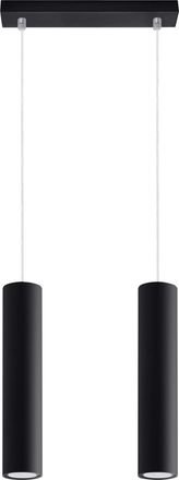 Sollux Lighting Hängelampe Pendelleuchte Hängeleuchte - Deckenlampe Stahl - 2 Flammig - LED Lampe Glühbirne - Schwarz Lagos