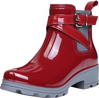 Generic SRTUMEY Bottes de pluie pour femme - Bottes de pluie pour femme - Bottes courtes pour femme - Bottes dext&eacute;rieur en PVC, Rouge, 38.5 EU