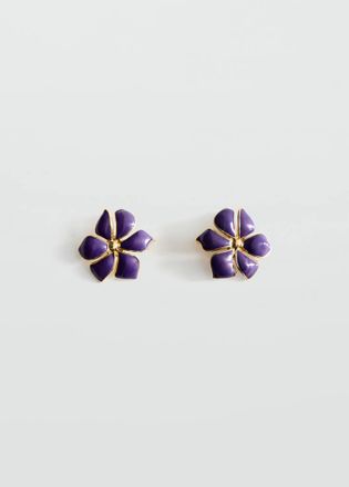 Mango Boucles doreilles fleur &eacute;maill&eacute;e or - Femme - Taille unique - MANGO