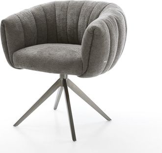 DELIFE Drehstuhl Jada-Flex Boucl&eacute; Soft Schlamm Kreuzgestell breit Graphit 360&deg; drehbar Wippfunktion Taschenfederkern, Esszimmerst&uuml;hle