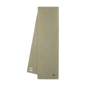 Burberry Unisex Mu Ribbed Scarf Beige Wool