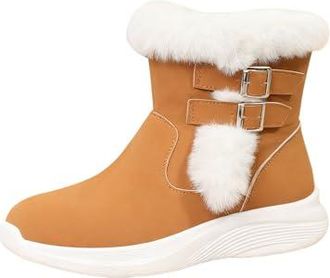 Generic Bottes dHiver Pour Femmes Elegant Plates Doublure Peluche Chaude Bottes De Neige Fermeture &Eacute;clair Semelle Antid&eacute;rapant L&eacute;g&egrave;res Confortables Tendance C